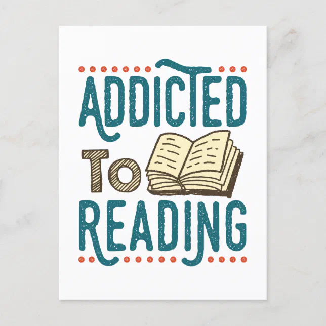 Addicted to Reading Book Addict Bookworm Postcard | Zazzle