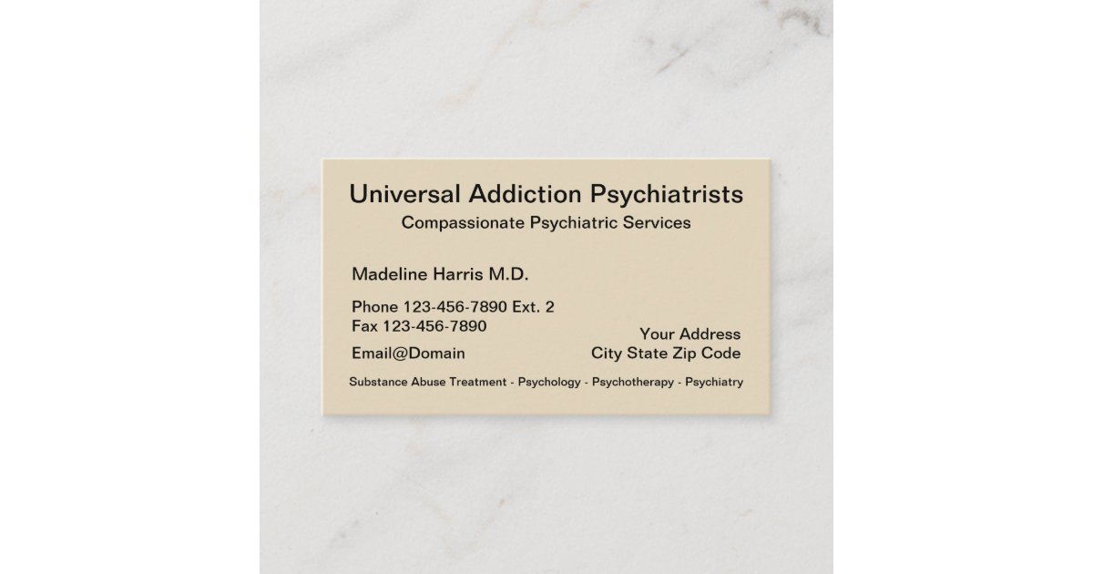 Addiction Psychiatrist Services Appointment Card | Zazzle