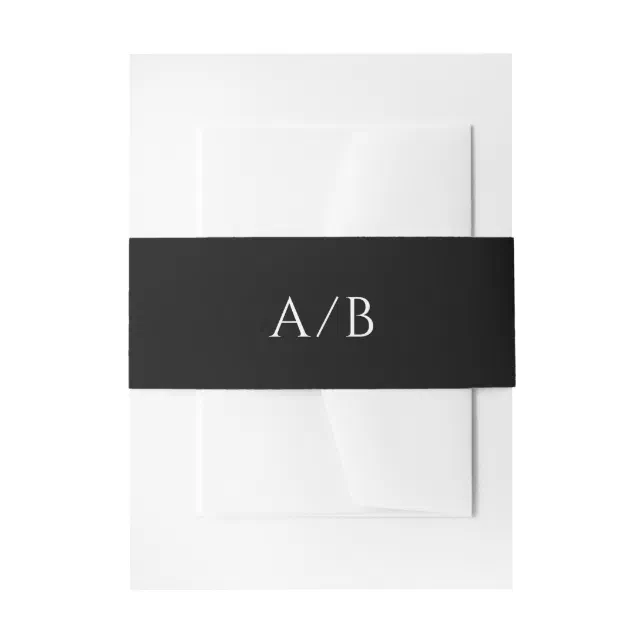Addison Black Classic Elegant Wedding Invitation Belly Band | Zazzle