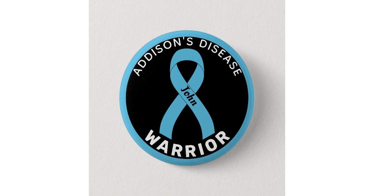 Addison's Disease Warrior Ribbon Black Button | Zazzle