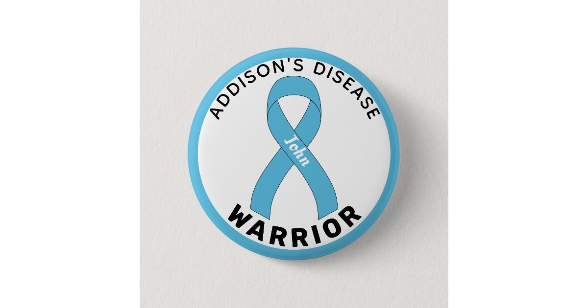 Addison's Disease Warrior Ribbon White Button | Zazzle