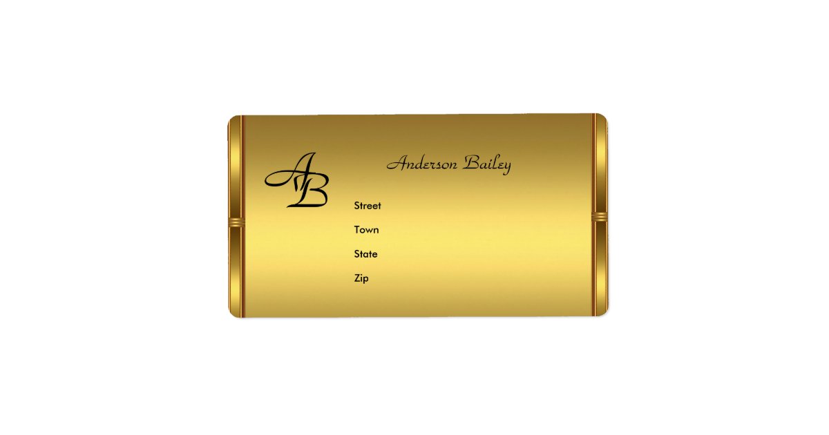 Address Labels Elegant Gold Initials | Zazzle