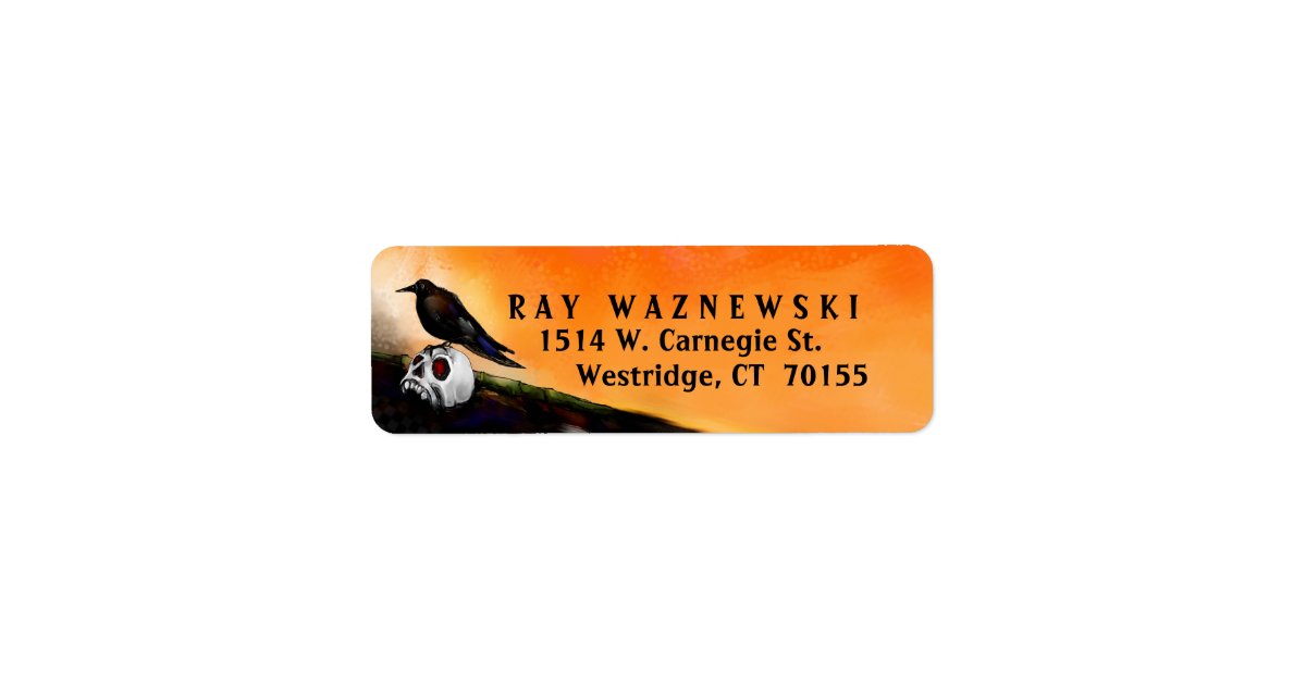 Address Return Label - Halloween Raven & Skull | Zazzle