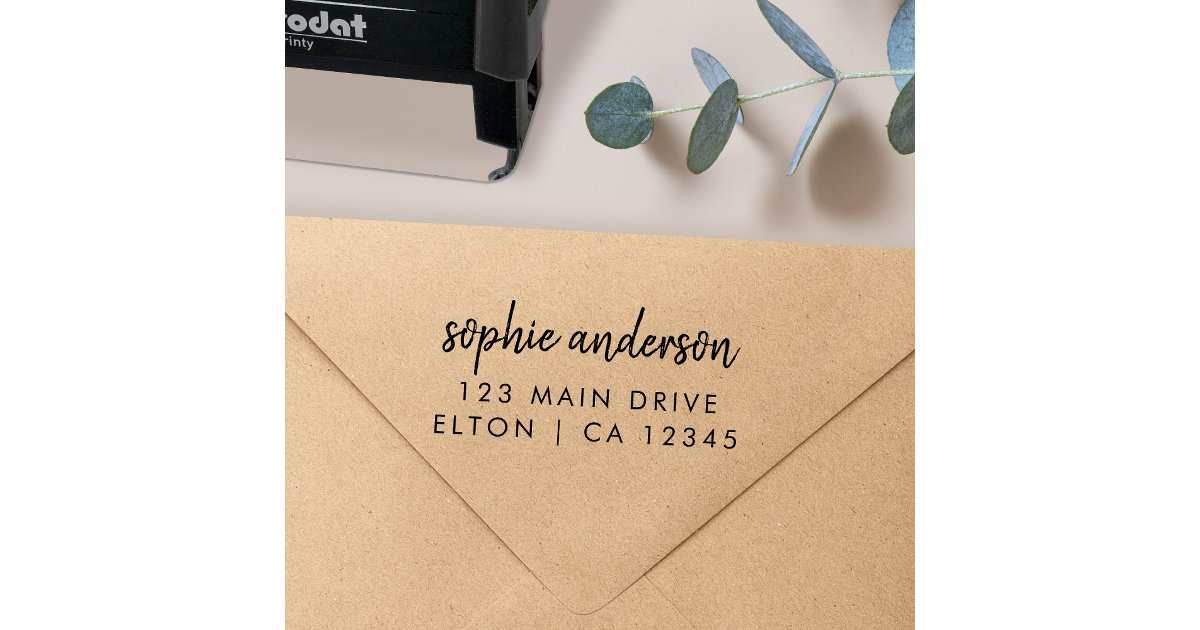 Address Rubber Stamp | Modern Self Addressed | Zazzle