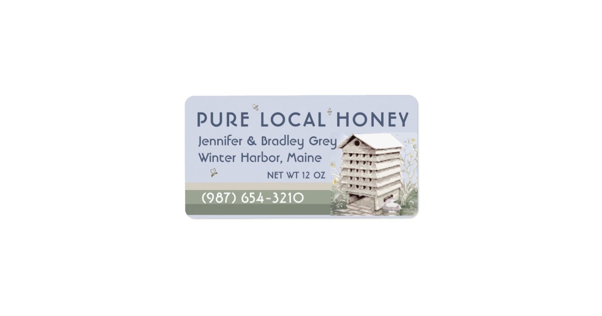 Address sized Honey Jar Label with Watercolor Hive | Zazzle
