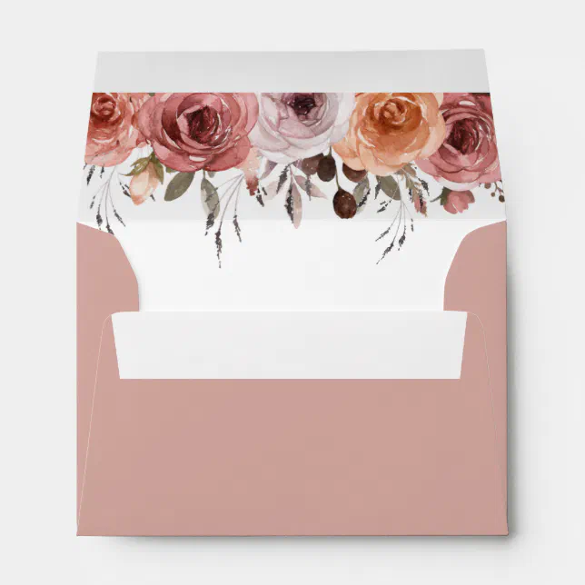 Addressed RSVP, Romantic Blush Pink Floral Envelope | Zazzle