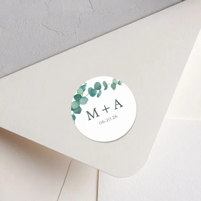 Adelaide Wedding Monogram Classic Round Sticker | Zazzle