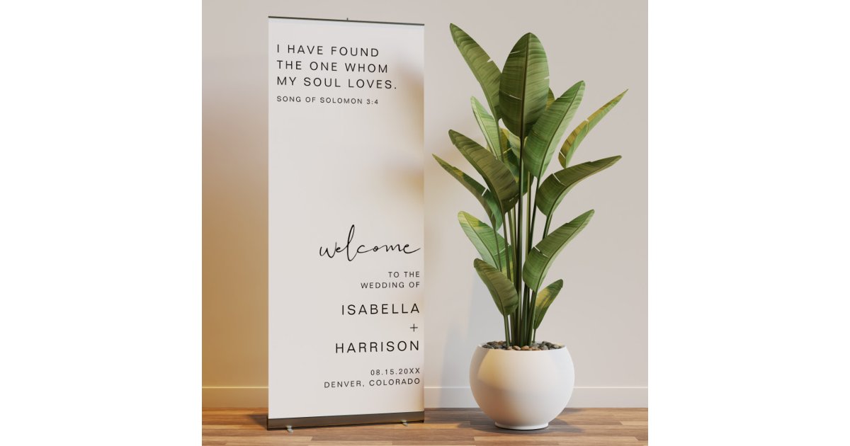 ADELLA Edgy Modern Minimal Wedding Welcome Retractable Banner | Zazzle