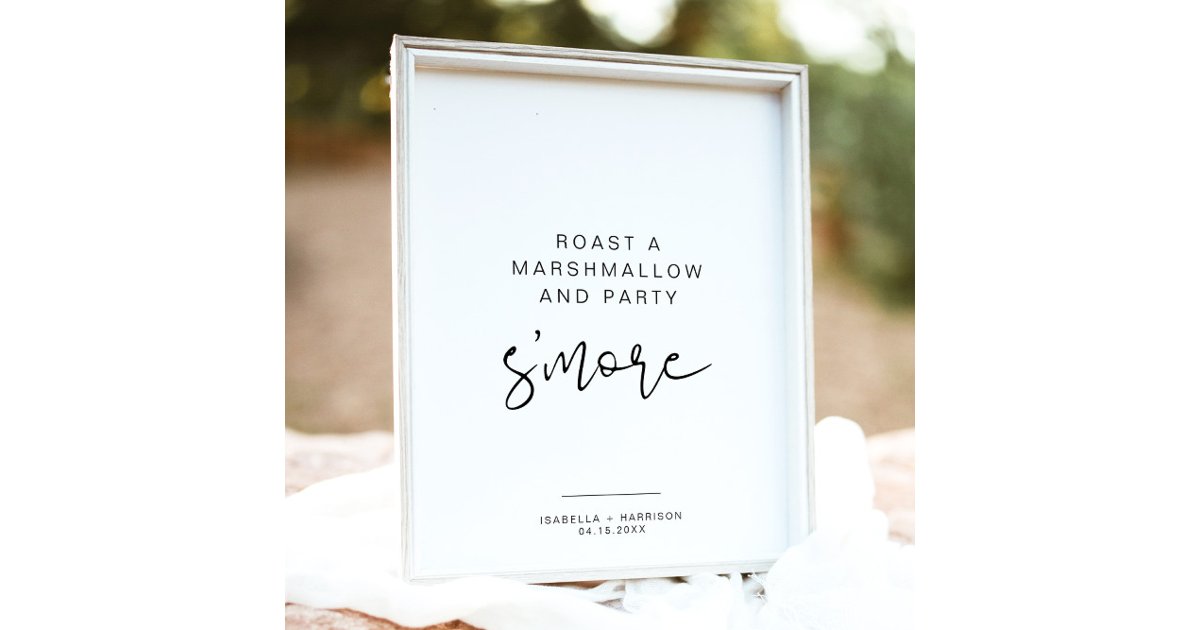 ADELLA Edgy Modern Minimalist S'mores Bar Sign | Zazzle