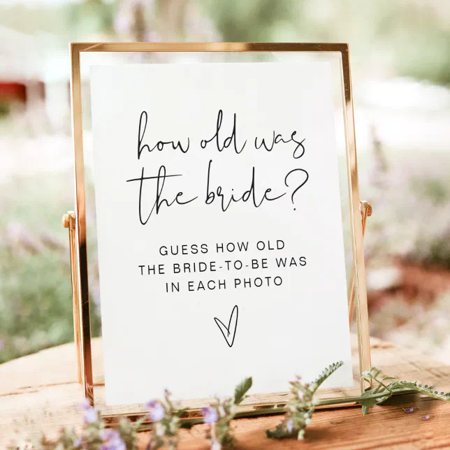 ADELLA How Old Was Bride Bridal Shower Game Sign | Zazzle