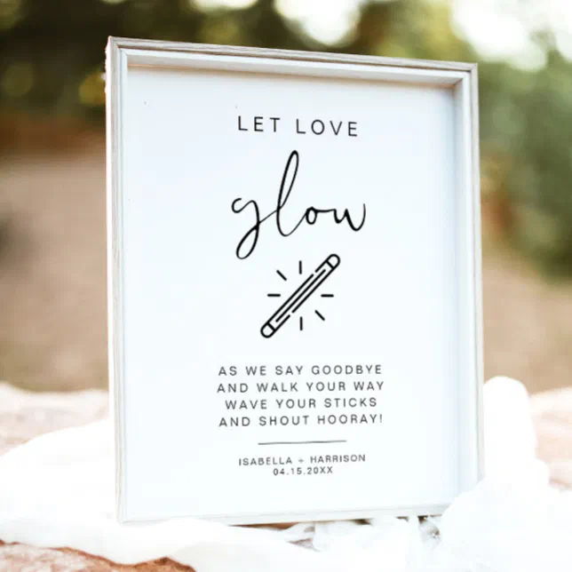 ADELLA Minimalist Let Love Glow Wedding Sign | Zazzle