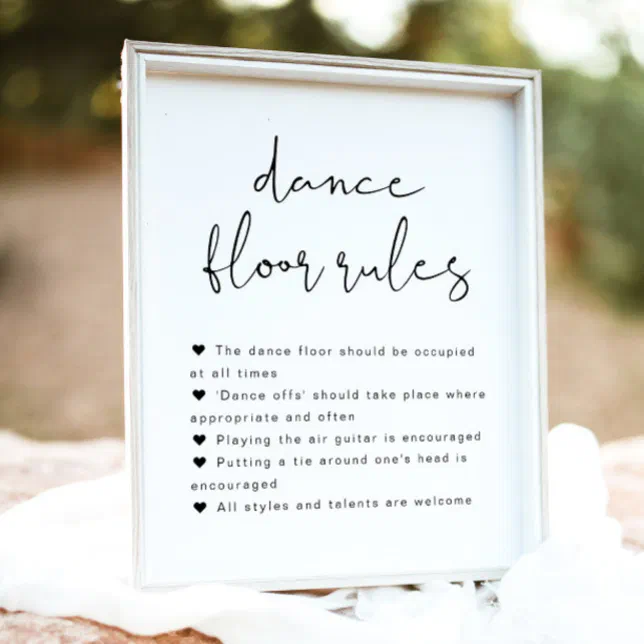 ADELLA Minimalist Wedding Dance Floor Rules Sign | Zazzle