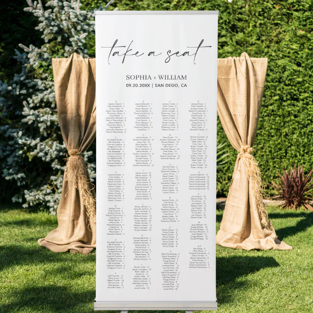 ADELLA Minimalist Wedding Seating Chart Retractable Banner | Zazzle