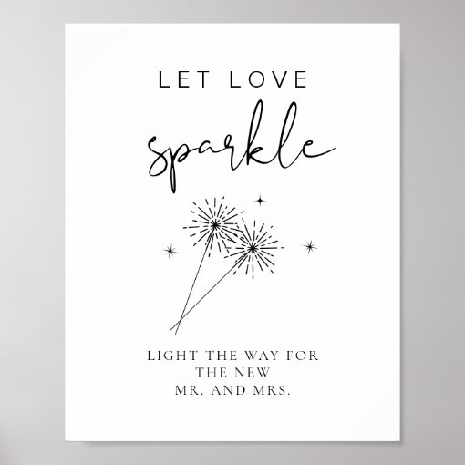 ADELLA Minimalist Wedding Sparkler Send Off Poster | Zazzle