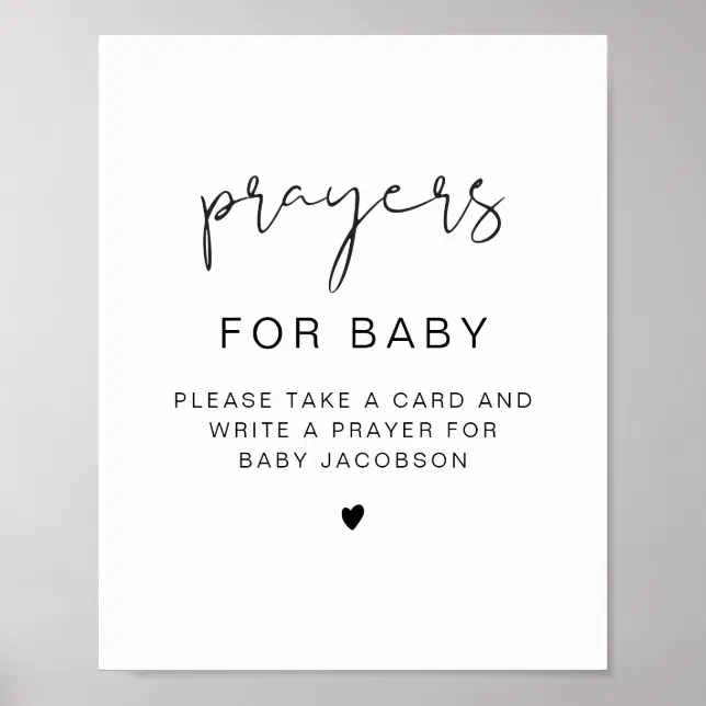 ADELLA Modern Baby Shower Prayers for Baby Sign | Zazzle