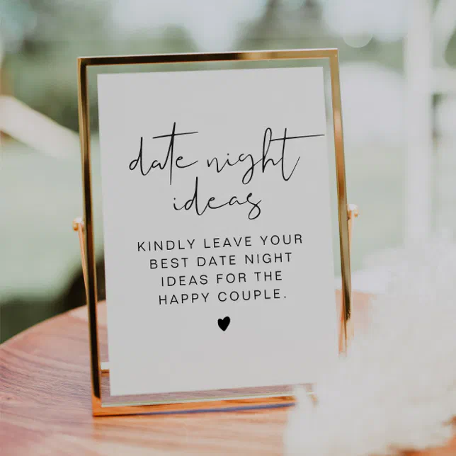 ADELLA Modern Date Night Ideas Date Jar Sign Card | Zazzle