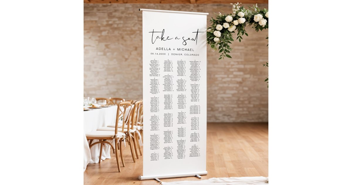 ADELLA Modern Large Alphabetical Seating Chart Retractable Banner | Zazzle