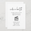 ADELLA Modern Minimal Wedding Video Booth Sign Invitation | Zazzle