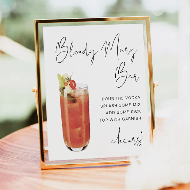 ADELLA Modern Minimalist Bloody Mary Bar Sign | Zazzle