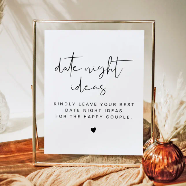 ADELLA Modern Minimalist Date Night Card Template Poster | Zazzle