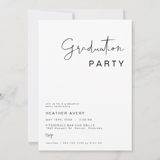 ADELLA Modern Minimalist Graduation Party Invitation | Zazzle
