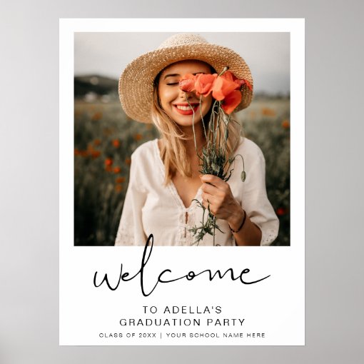 ADELLA Modern Minimalist Graduation Party Welcome Poster | Zazzle