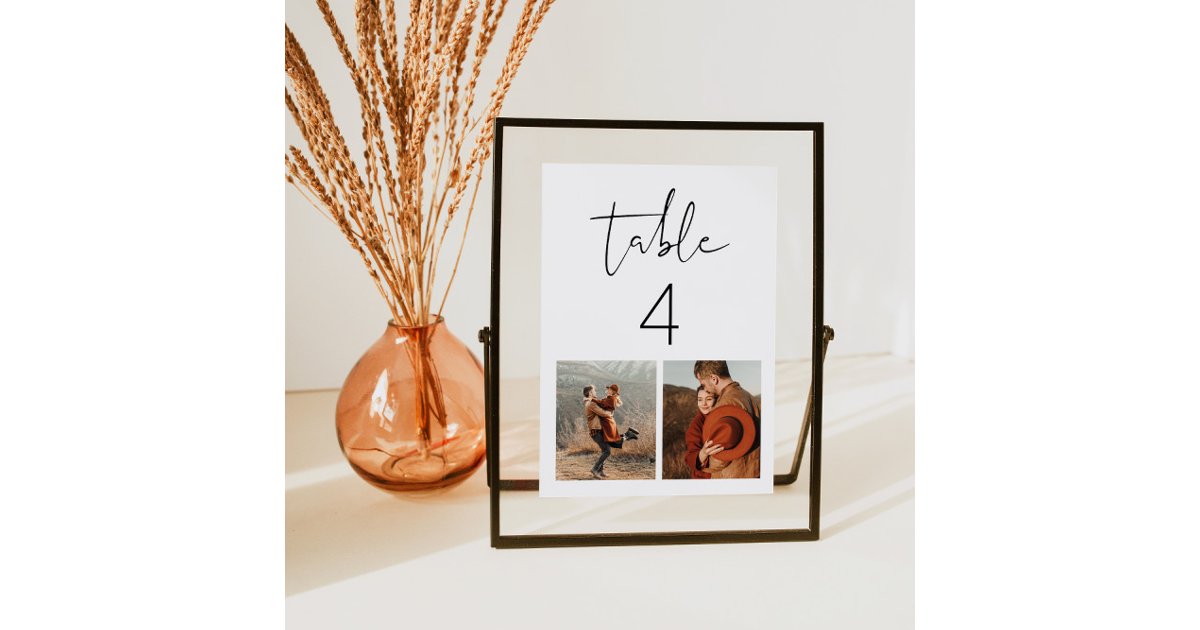 ADELLA Modern Minimalist Photo Table Number Card | Zazzle