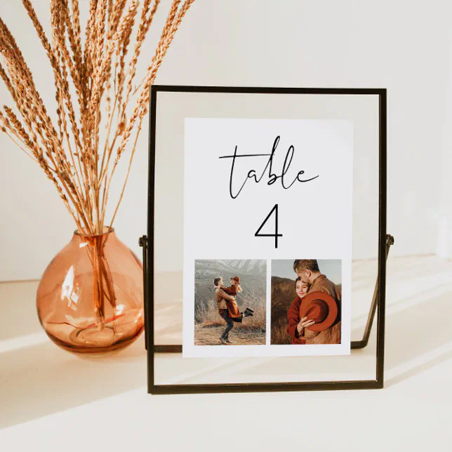 ADELLA Modern Minimalist Photo Table Number Card | Zazzle