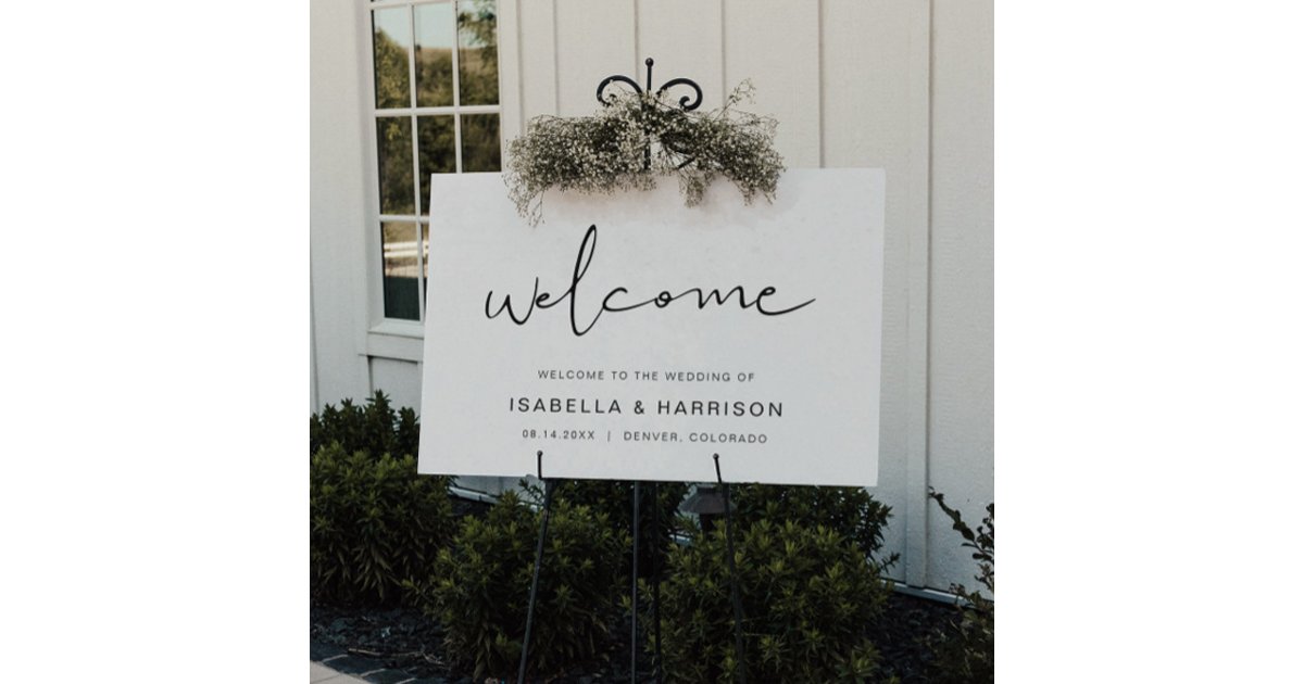 ADELLA - Modern Minimalist Simple Wedding Welcome Foam Board | Zazzle