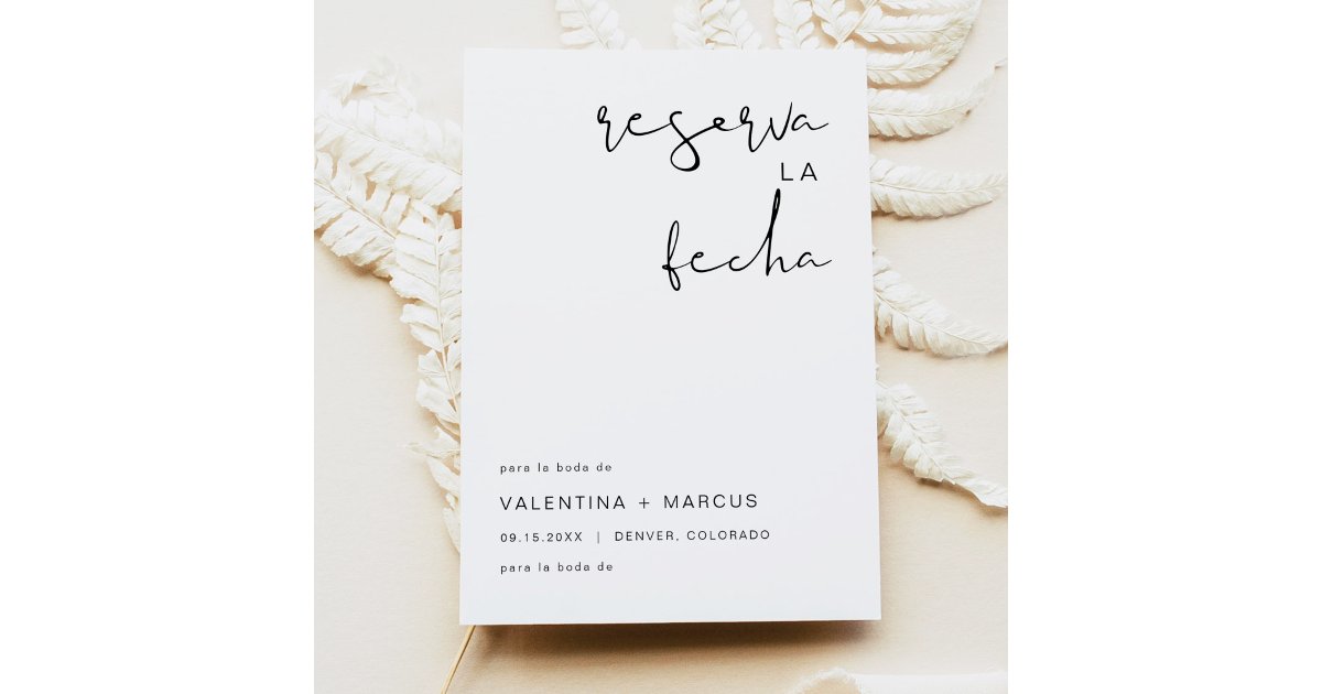 ADELLA Modern Minimalist Spanish Save the Date Invitation | Zazzle