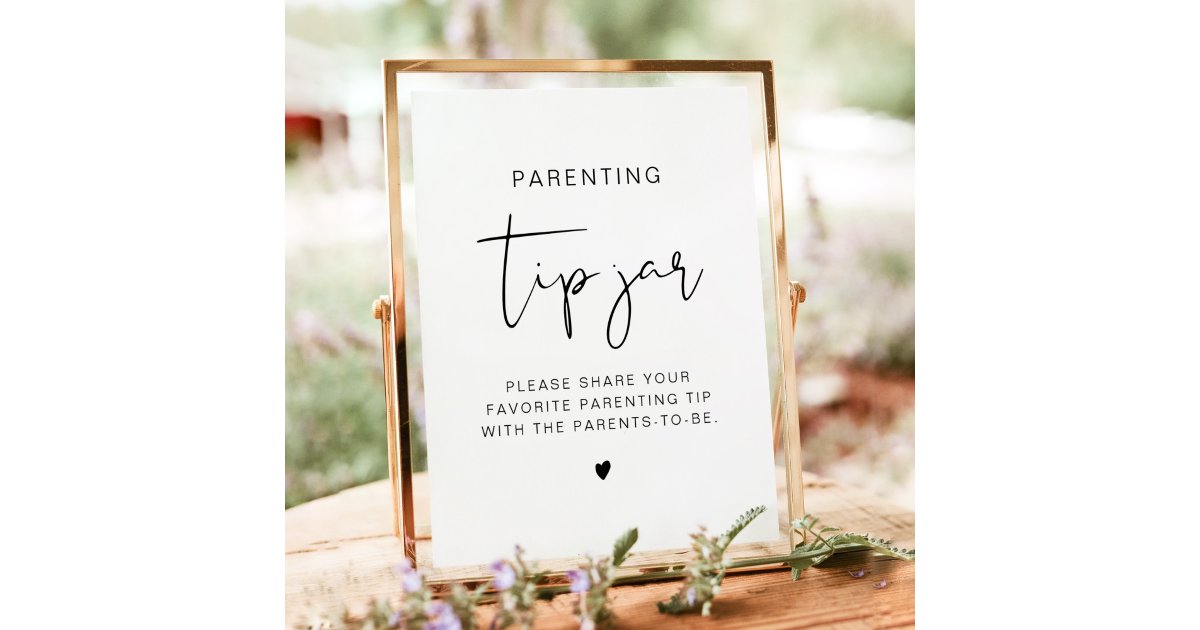 ADELLA Modern Parenting Tip Jar and Advice Sign | Zazzle