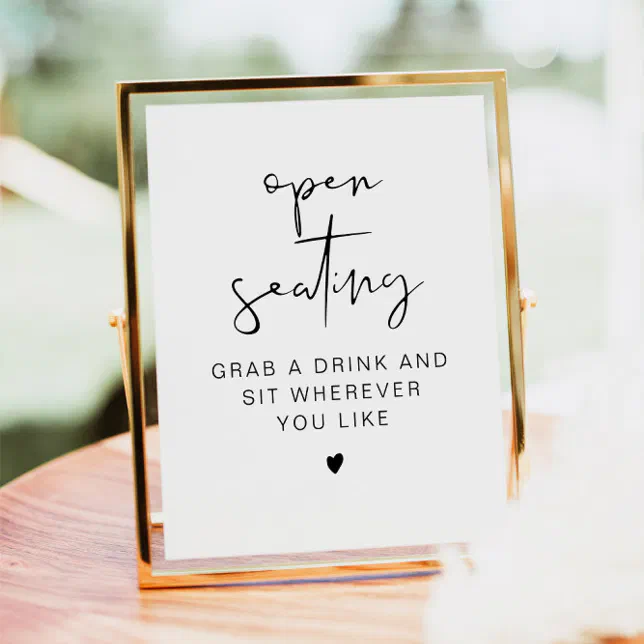 ADELLA Modern Wedding Open Seating Sign | Zazzle
