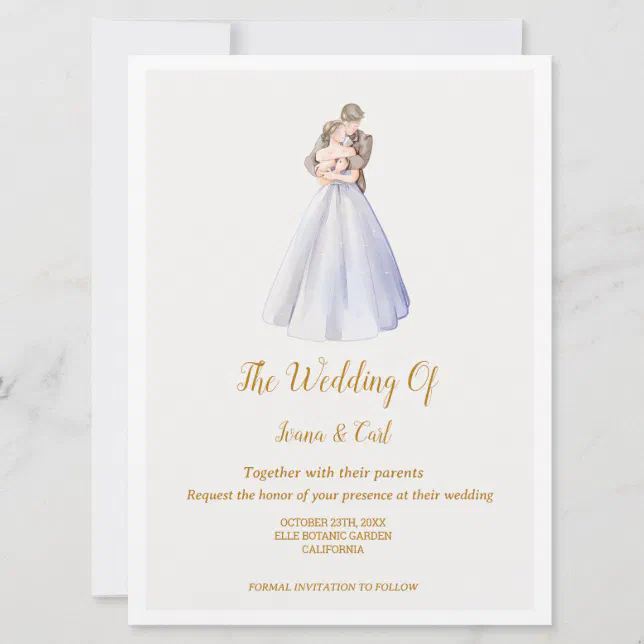 ADELLE Simple Dusk Blue Couple Wedding Invitation | Zazzle