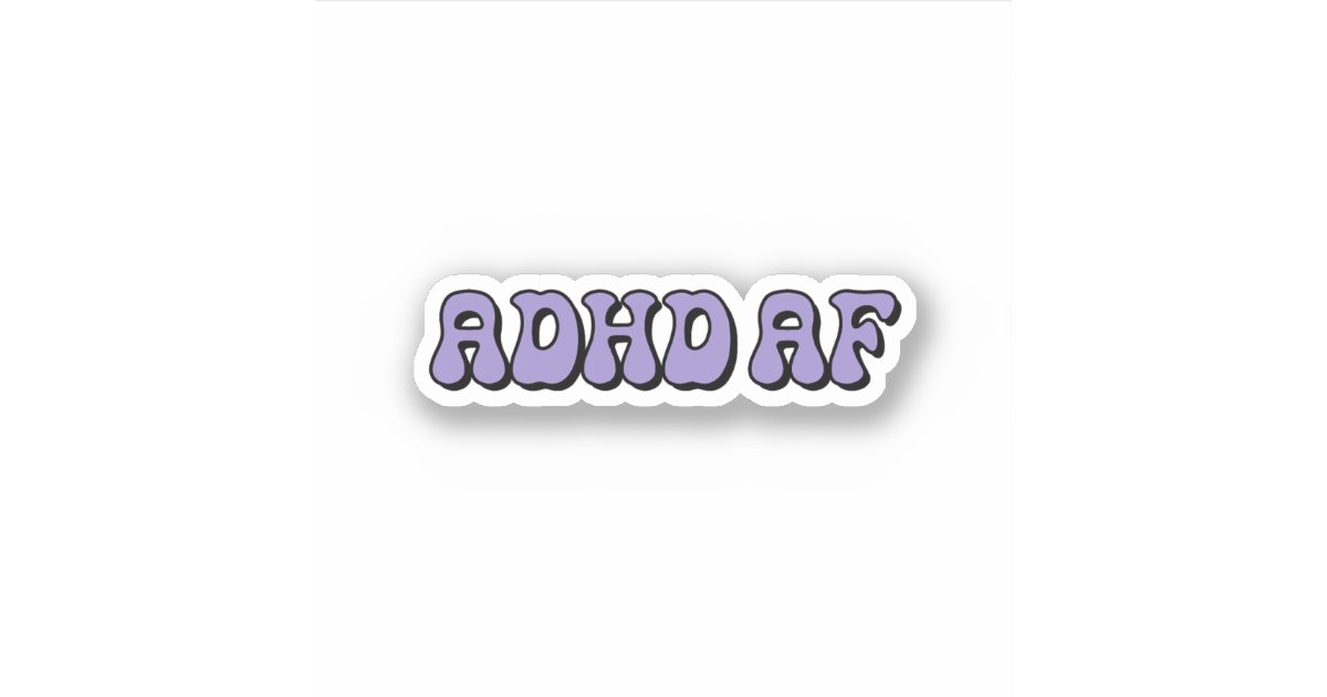 ADHD AF Simple Purple Typography Sticker | Zazzle