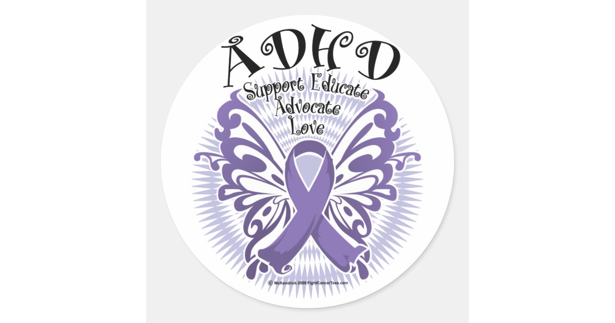 ADHD Butterfly 3 Classic Round Sticker | Zazzle