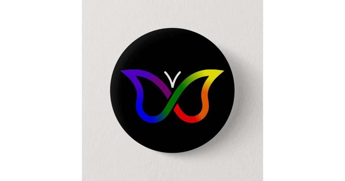 ADHD Butterfly Neurodiversity Button Badge (black) | Zazzle