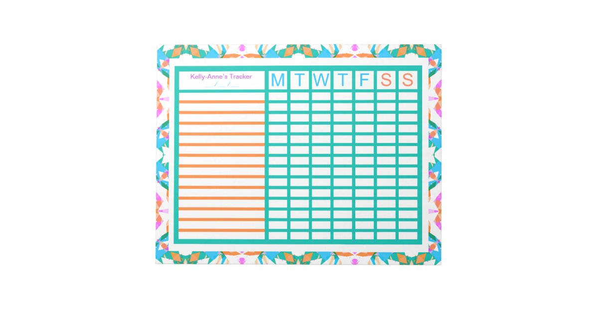 ADHD Girl’s Women’s Weekly Tracker Project Planner Notepad | Zazzle