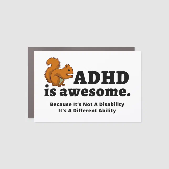 ADHD Is Awesome Funny Squirrel Gift Car Magnet | Zazzle