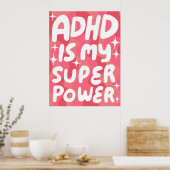 ADHD is my Superpower Fun Bubble Letters Pink Poster | Zazzle