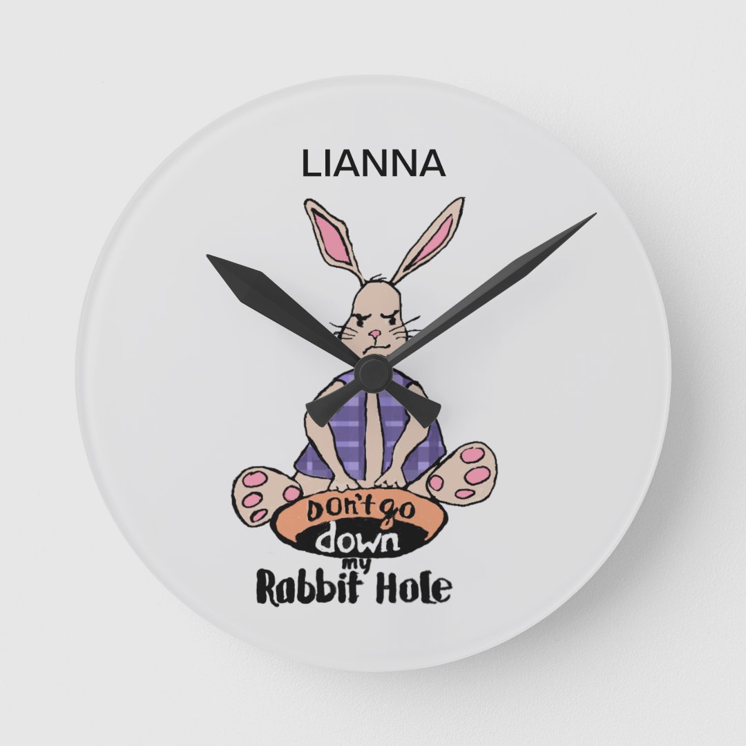ADHD Rabbit Hole Personalized Round Wall Clock | Zazzle
