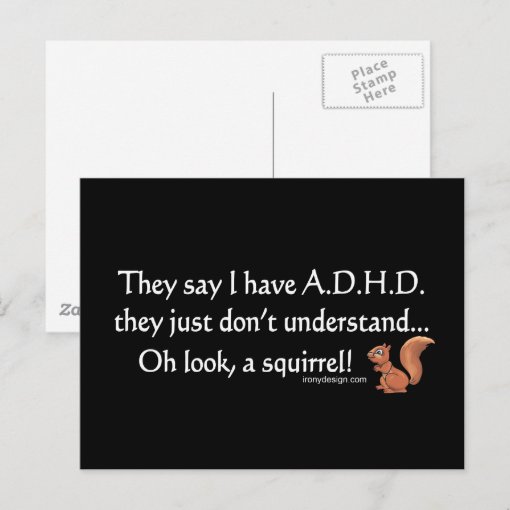 ADHD Squirrel Saying Postcard | Zazzle