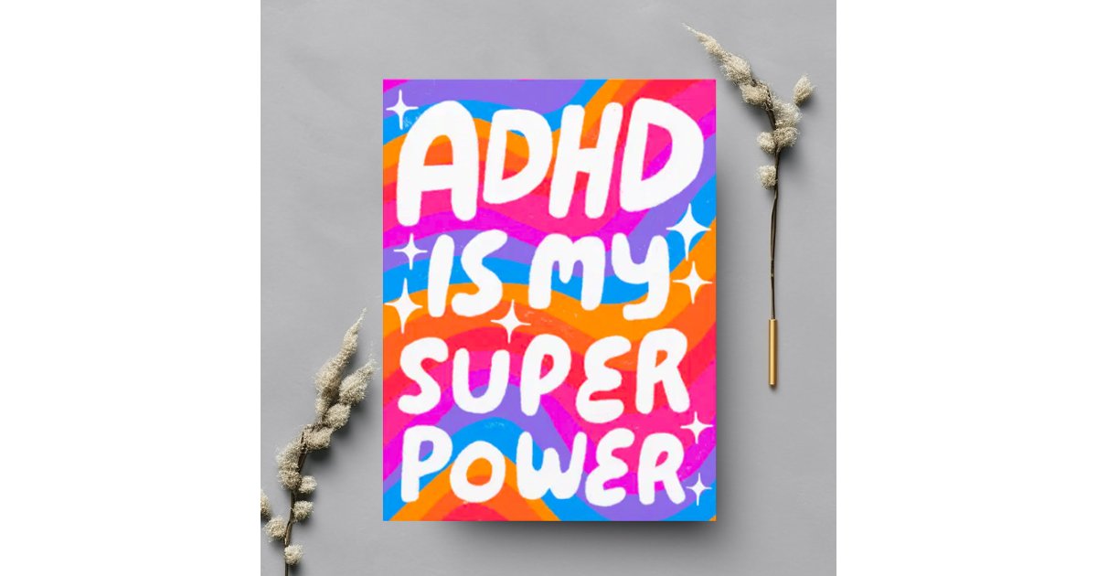 ADHD Super Power Fun Bubble Letters CUSTOM Postcard | Zazzle