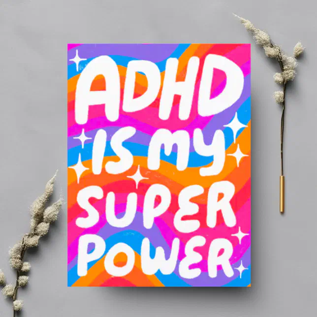ADHD Super Power Fun Bubble Letters CUSTOM Postcard | Zazzle