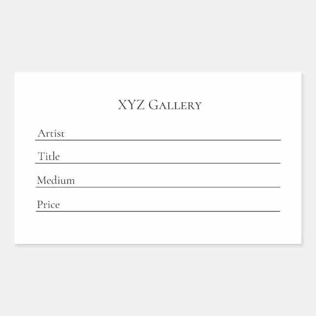Adhesive Art Gallery Exhibition Label Sticker | Zazzle