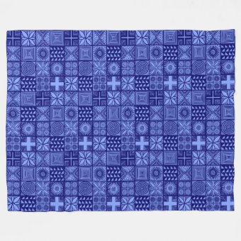 Adire Pattern - Shades of Blue Fleece Blanket | Zazzle