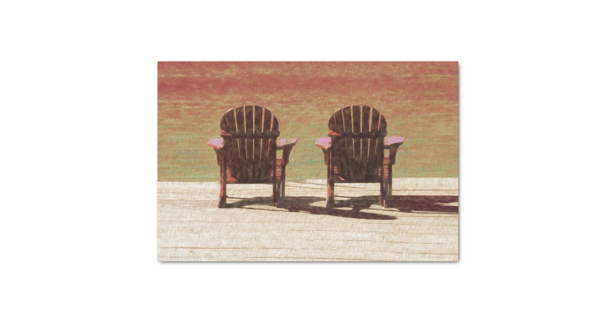Adirondack Beach Chairs Sunset Rustic Tissue Paper | Zazzle