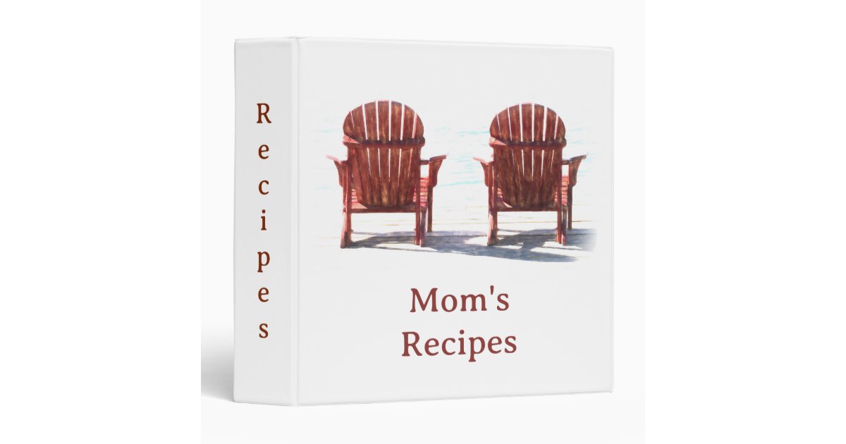 Adirondack Brown Beach Chairs Rustic Recipes 3 Ring Binder | Zazzle