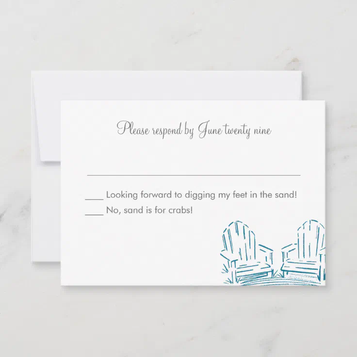Adirondack Chair Wedding Invitation RSVP | Zazzle