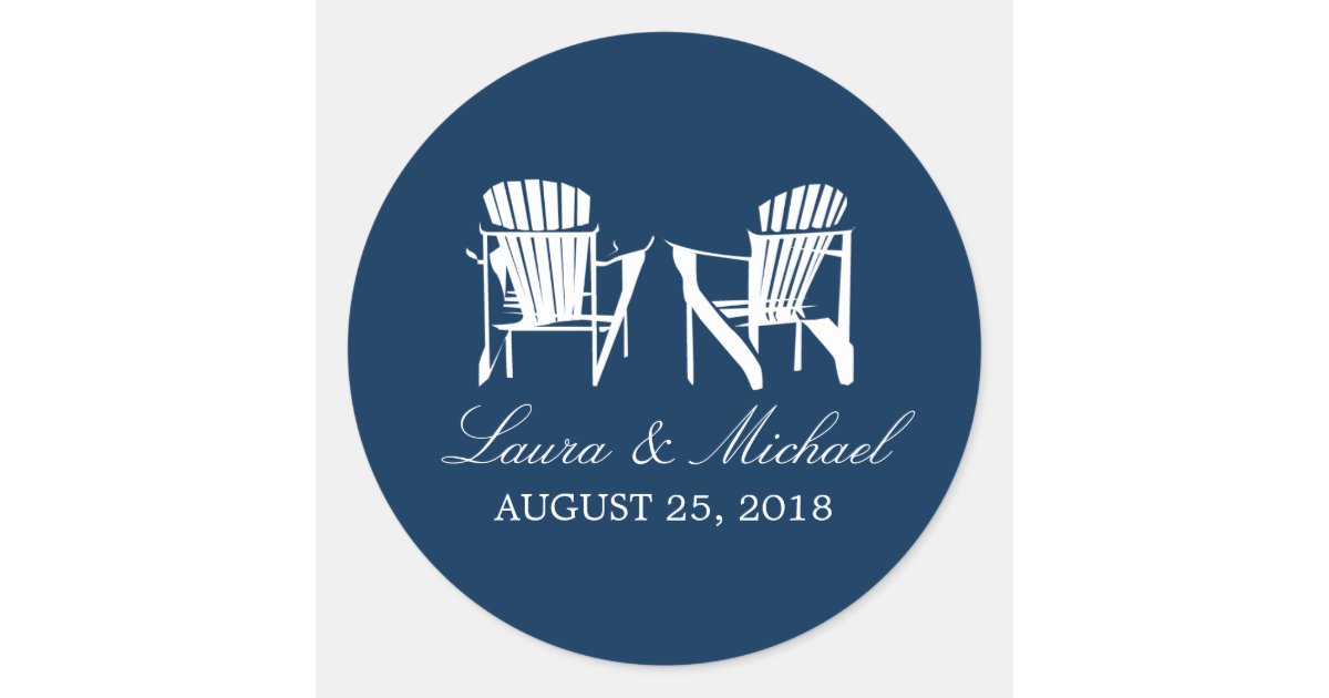 Adirondack Chairs | Wedding Classic Round Sticker | Zazzle