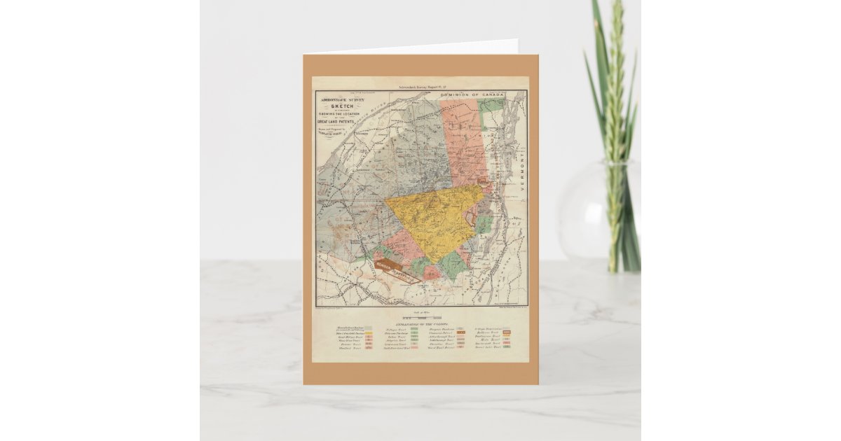 Adirondack Survey Sketch - Verplanck Colvin Map Card | Zazzle